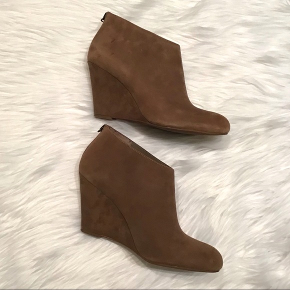 Anne Klein | Shoes | Anne Klein Tan Suede Iflex Wedge Ankle Booties ...